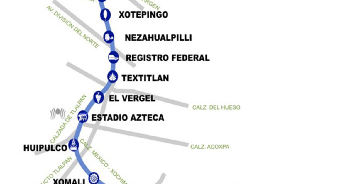 Mapa y plano de tranvia de la Ciudad de México DF : estaciones y lineas